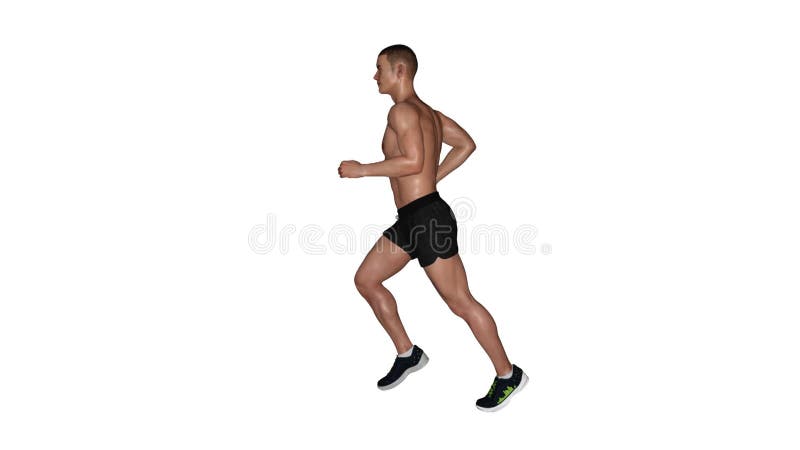 3D Render : a Man is Running with the White Background Stock Footage ...