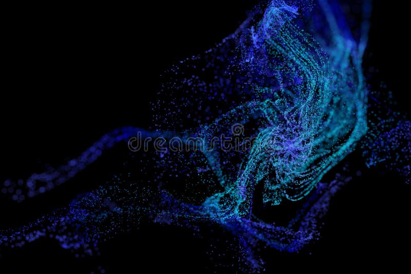 3D Render of Many Small Ultraviolet and Blue Particles Stock ...