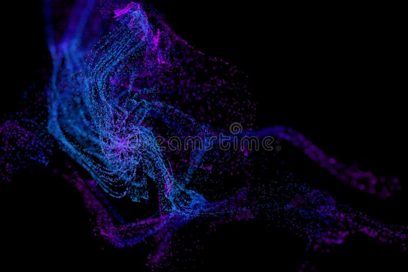 3D Render of Many Small Ultraviolet and Blue Particles Stock ...