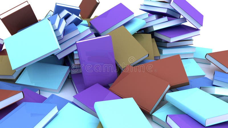 Many stacked books falling stock illustration. Illustration of textbook ...