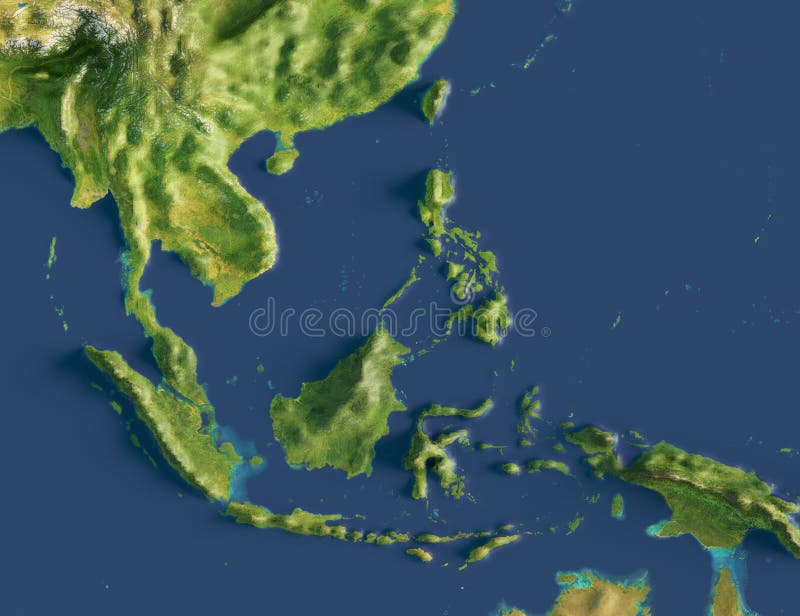 3d Render of a Map of Southeast Asia. Elements of this Image Furnished ...