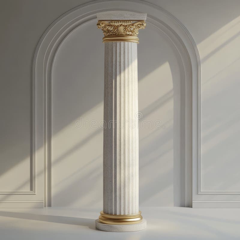 3d Render of Marble Column with Arch and Shadow on the Wall Stock ...