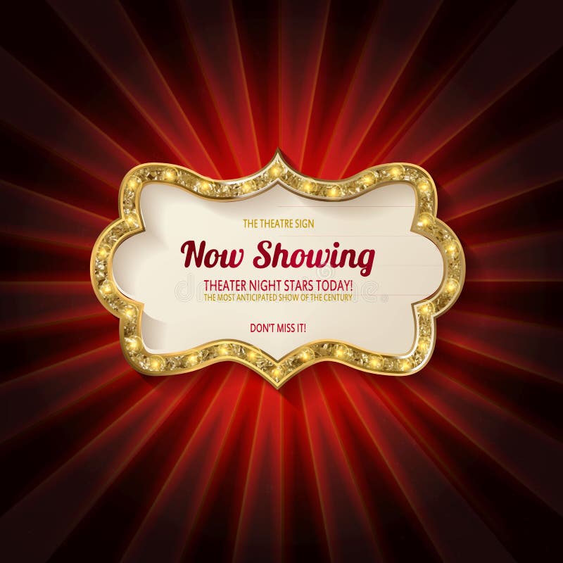 3D Render Marquee Light Circle Board Sign Stock Illustration ...