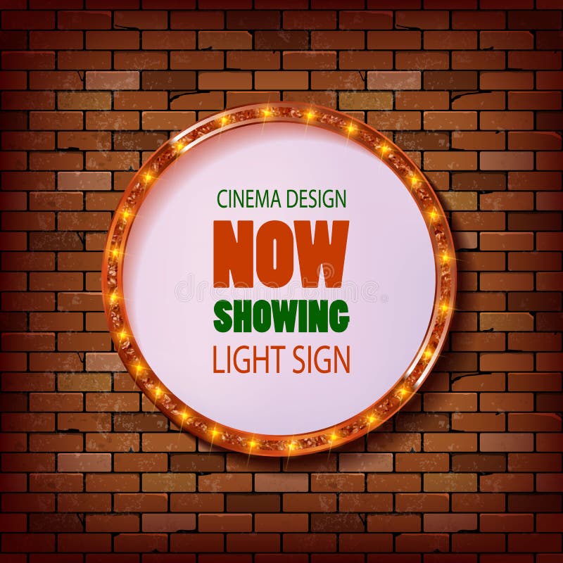 3D Render Marquee Light Circle Board Sign Stock Illustration ...