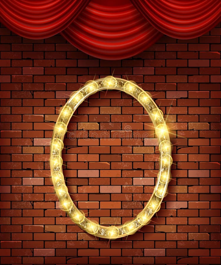 3D Render Marquee Light Oval Board Sign Stock Illustration ...