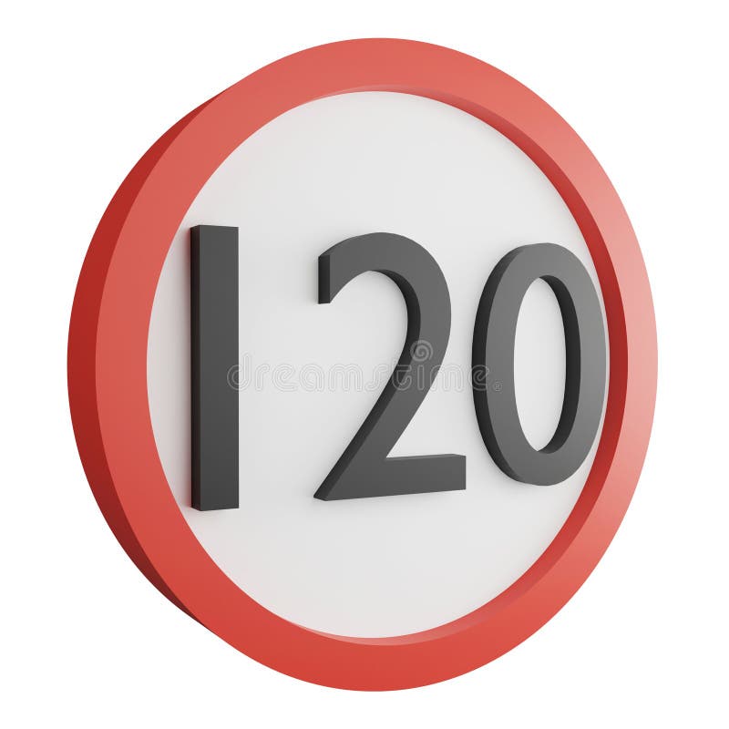 3D Render 120 Maximum Speed Limit Sign Icon Isolated on White ... 3D Render 120 Maximum Speed Limit Sign Icon Isolated on White ...