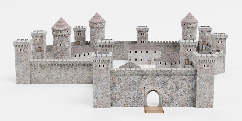 3D Render of Medieval Castle Stock Illustration - Illustration of ...