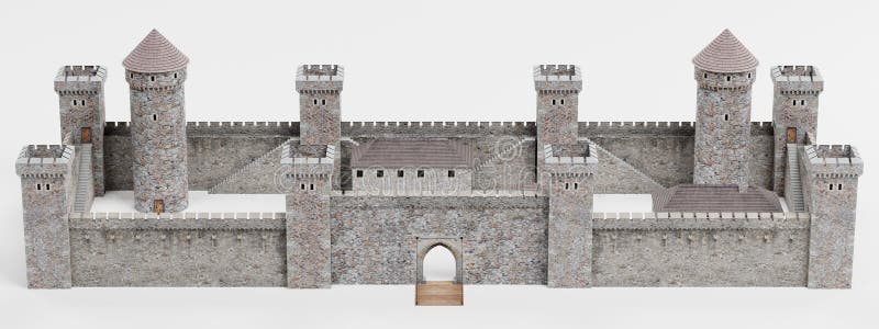 3D Render of Medieval Castle Stock Illustration - Illustration of house ...