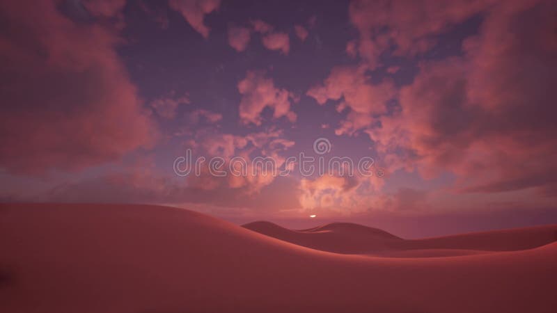 3d Render. Mesmerizing Sunset Over Serene Sand Dunes with Dramatic ...