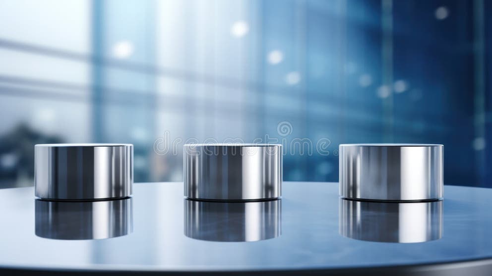 3d Render of Metal Cylinders on a Table in a Modern Office Generative ...