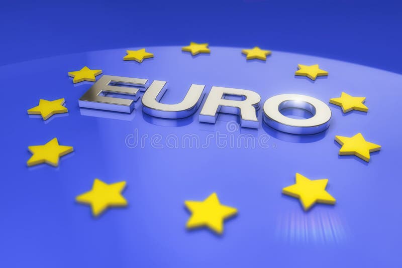 3d Render - Metal Euro Text Stock Illustration - Illustration of global ...