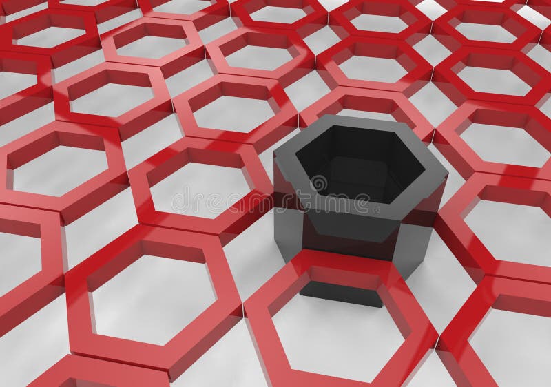 3d Render of Metal Red Hexagonal Element Stock Illustration ...