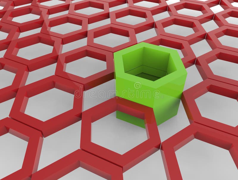 3d Render of Metal Red Hexagonal Element Stock Illustration ...