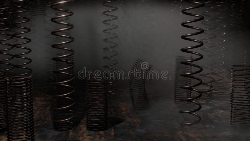 3d Render of Metallic Coils in Misty Environment Stock Illustration ...