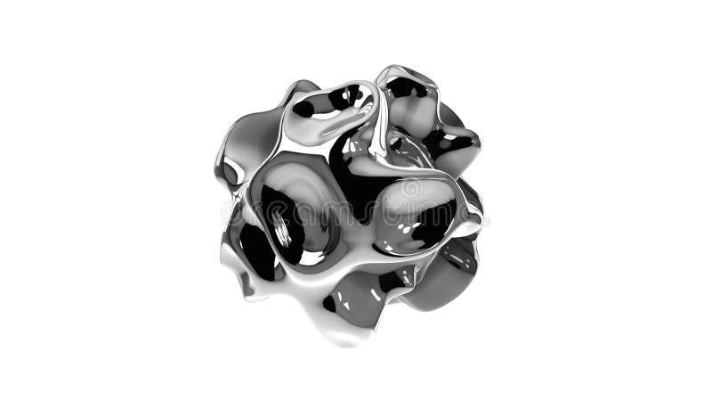 3D Render of Metallic Silver Sphere with Turbulent Displacement Surface ...