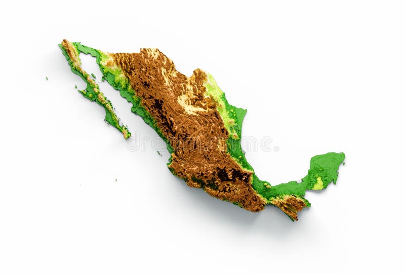Mexico Map Soil Land Geology Cross Section with Green Grass Isolated on ...