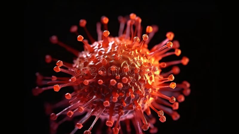 Micro Shot of Corona Virus Blur Background Generative Ai Stock ...