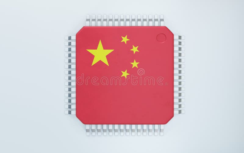 3d Render Of Microchip Or Semiconductor Chip For Computing Stock