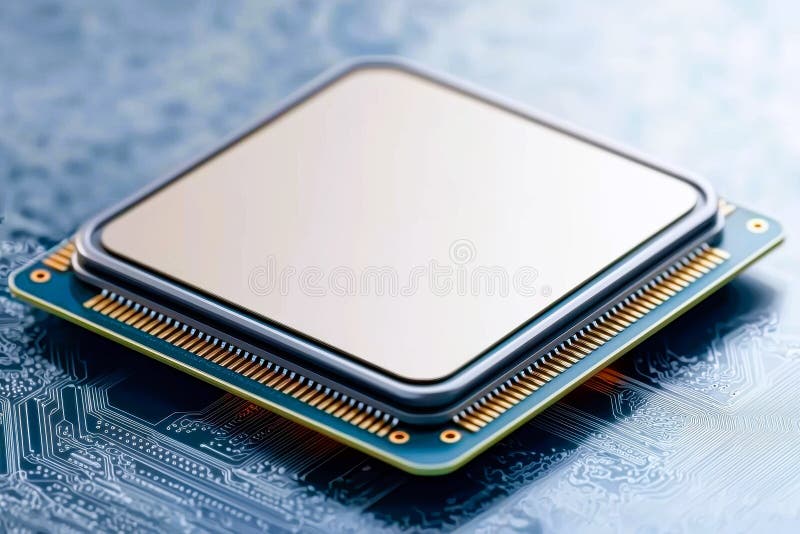 High Tech Microchip on Circuit Board Closeup Digital Technology ...