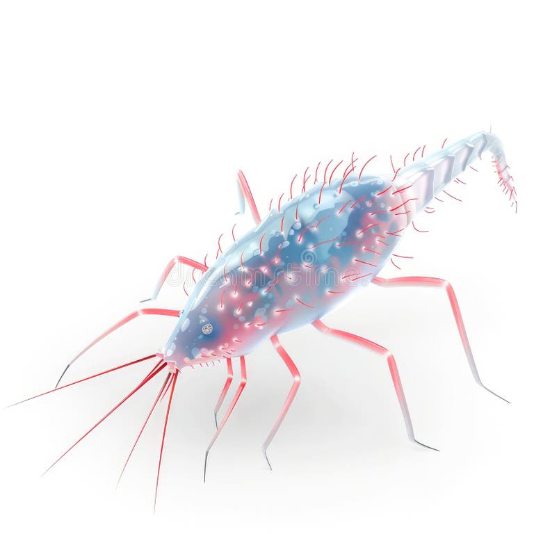 3D Render of a Microscopic Aquatic Creature with Red Appendages Stock ...