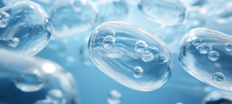 3D Render, Microscopic View Probiotic Bacteria Cells Suspended in a ...