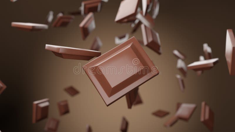 3D Render of the Milk Chocolate Flying Stock Illustration ...