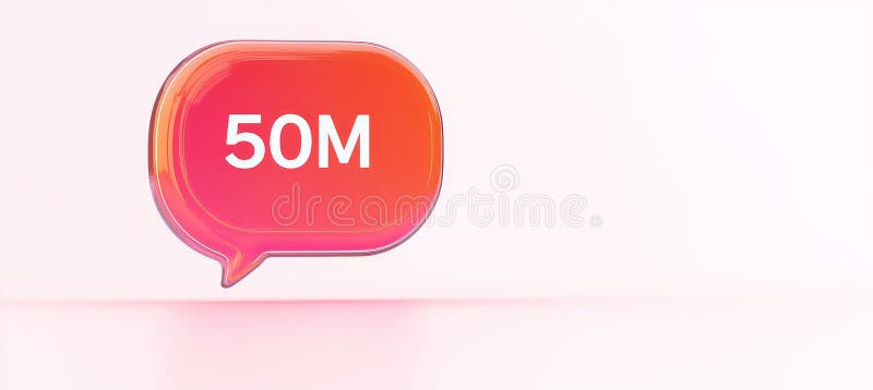 3D Render 50 Million Social Media Counter Notification Icon Isolated on ...