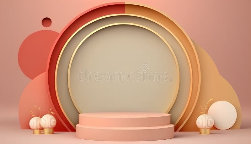 3d Render of Minimal Geometric Composition, Podium for Product Display ...