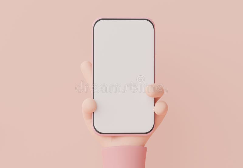 3d Render Minimal Hand Holding Mini Mobile Phone or Smartphone for Work ...