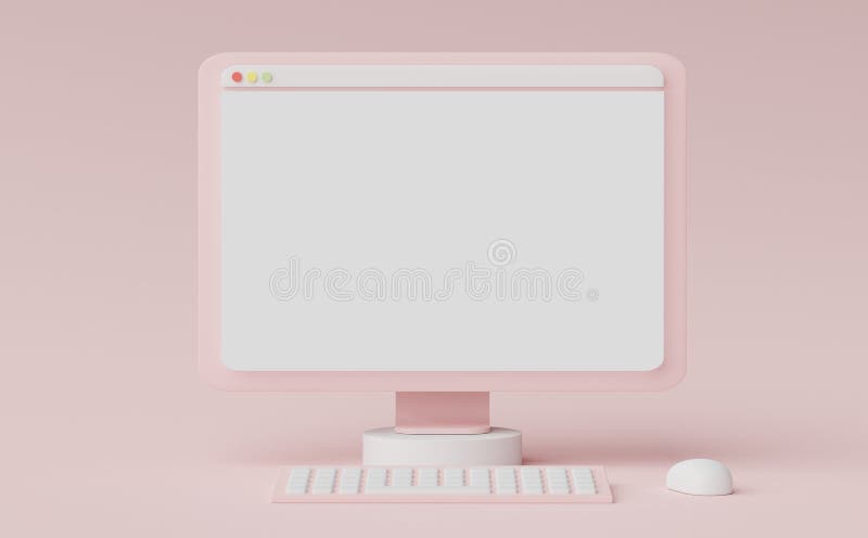 3d Render Minimal Mini Computer for Work Office with White Copy Space ...