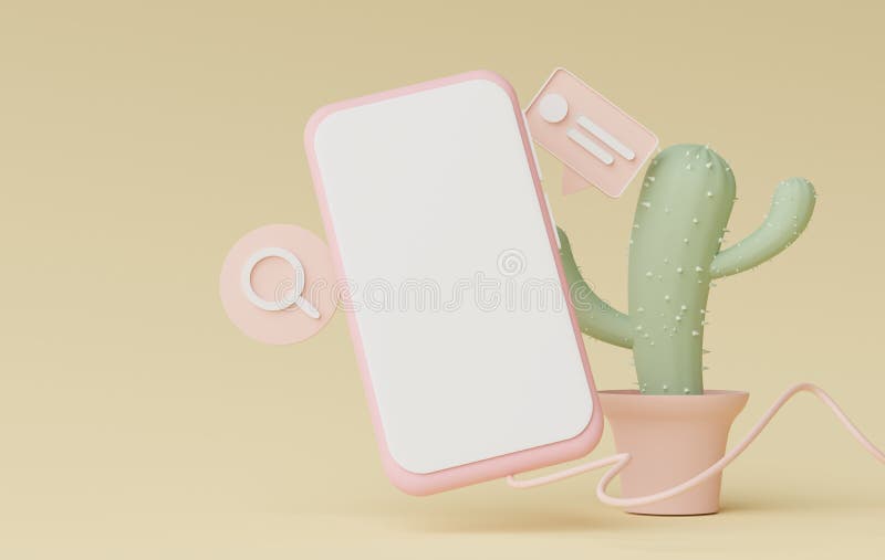 3d Render Minimal Mini Mobile Phone or Smartphone for Work with White ...