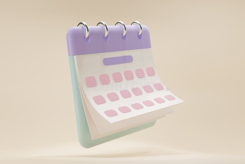 3D Render Minimal Note Icons Isolate on Beige Background. Calendar Date ...