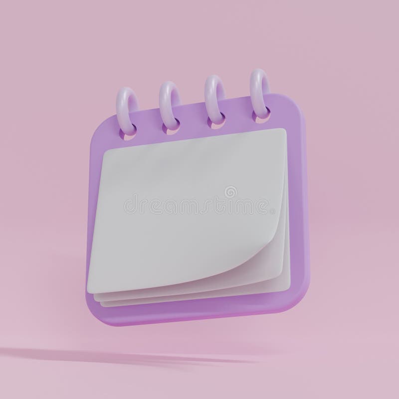 3D Render Minimal Note Icons Isolate. Blank Paper Icons. Calendar Date ...