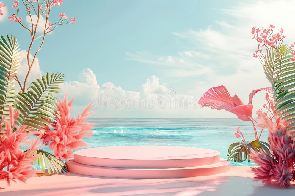Illustrations Render Minimal Summer Background for Stand Product Stock ...
