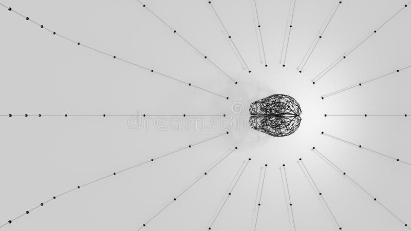 Grid Brain Line and Dots Panoramic Stock Illustration - Illustration of ...