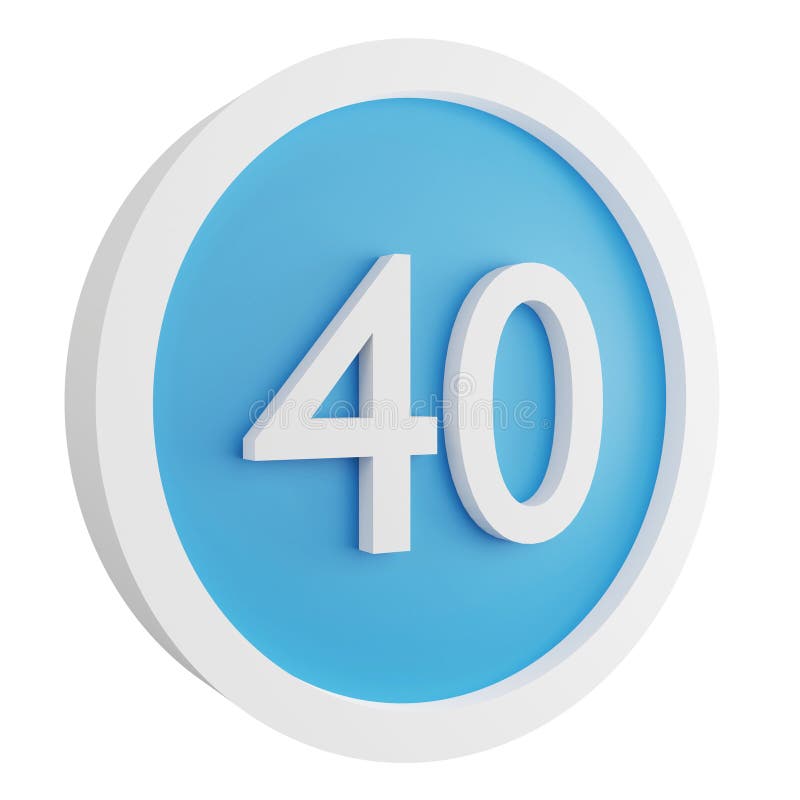 3D Render 40 Minimum Speed Limit Sign Icon Isolated on White Background ...
