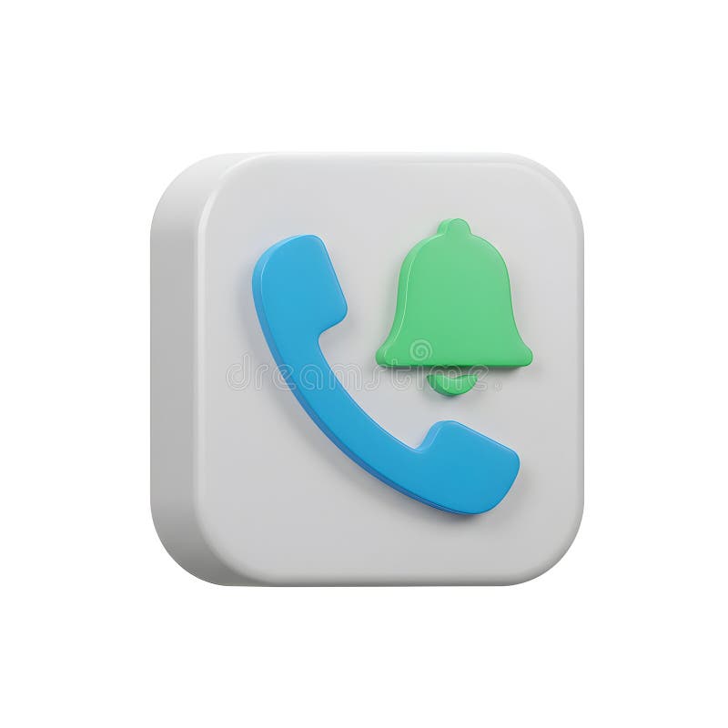 3D Render of Missed Call Notification App Icon Design with Bell and ...