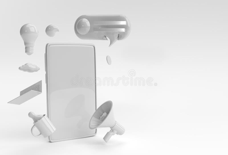 3D Render Mobile Phone with Blank Screen Mockup Design Stock ...