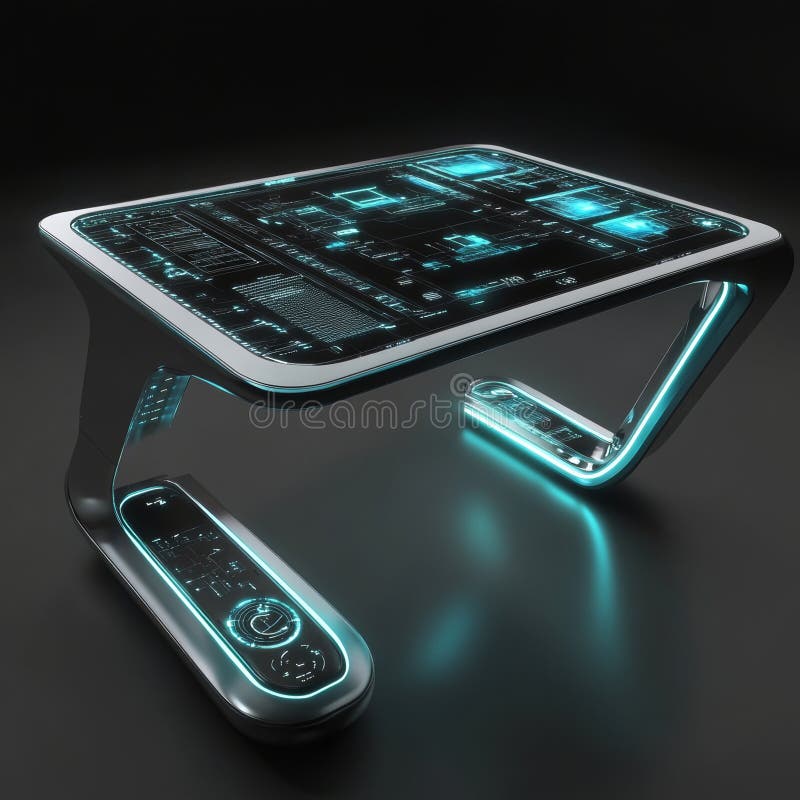 3d Render of Mobile Phone with Blue Touch Screen on Black Background ...
