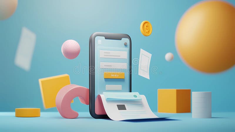 3d Render of Mobile Phone with Social Media Application on Blue ...