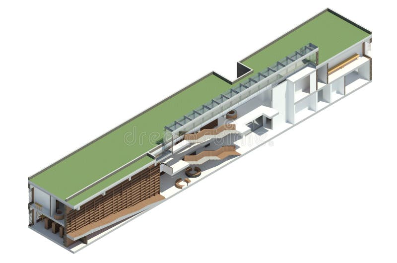 3D Render: BIM Model of the Library Stock Illustration - Illustration ...