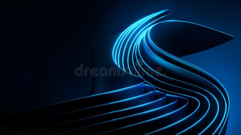3d Render of Modern Abstract Curvy Geometric Metallic Shape with Light ...