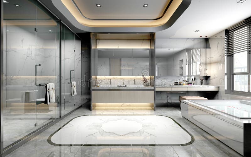 3d render modern bathroom stock illustration. Illustration of classic ...