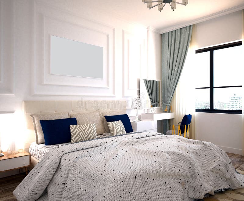 3d Render of Modern Bedroom Stock Illustration - Illustration of ...