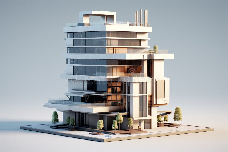 3d Render of Modern Building. Architectural Model of the Building Stock ...