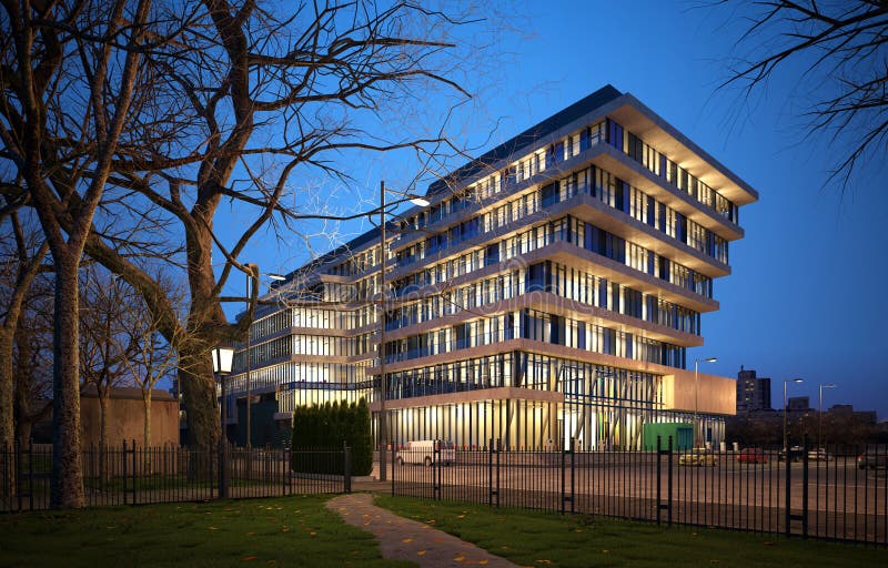 3d Render of Modern Building Facade Stock Illustration - Illustration ...