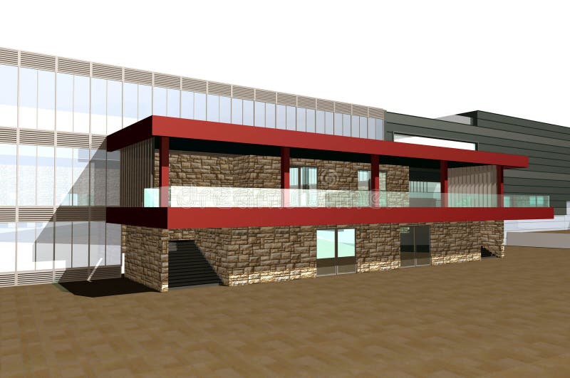 3D Render of Modern Building Stock Illustration - Illustration of ...