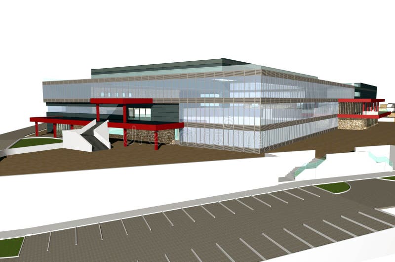 3D Render of Modern Building Stock Illustration - Illustration of ...