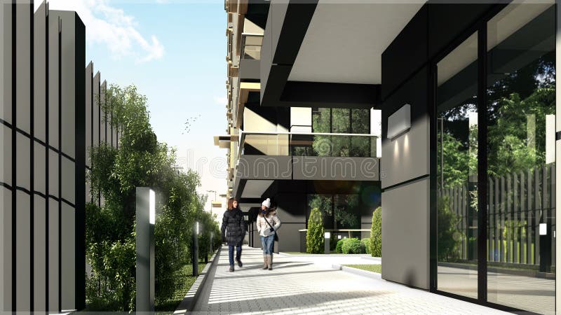 3d Render of Modern Buildings Stock Illustration - Illustration of ...