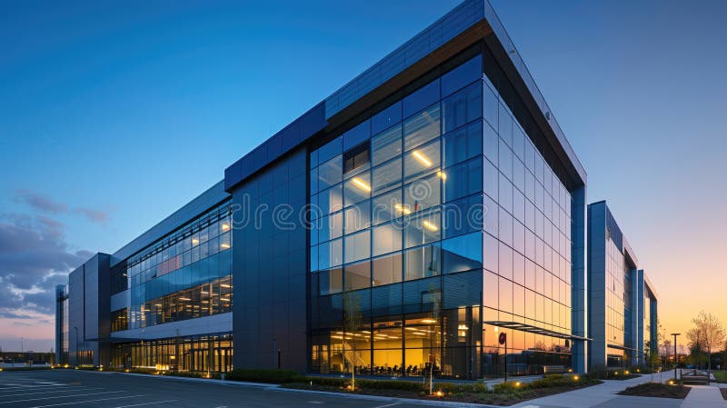 3d Render of Modern Data Center Office Building with Glass Facade and ...